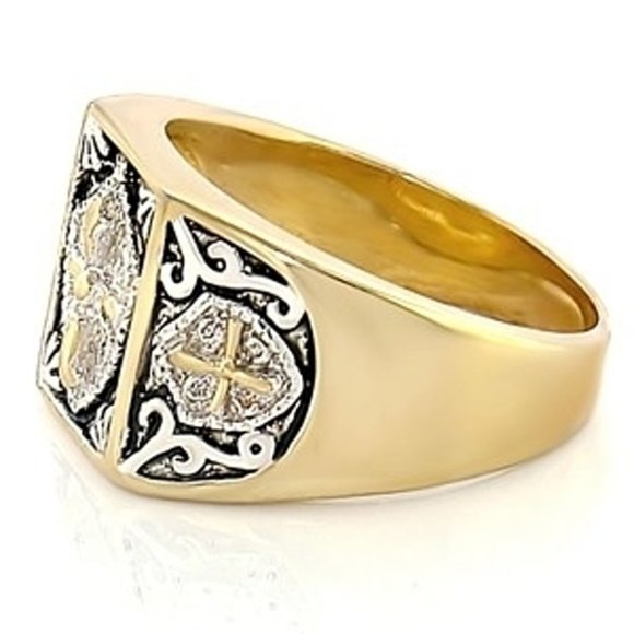 Ulinai | Accessories | Jaguardi Mens Black Silver And Gold Jet Ring ...